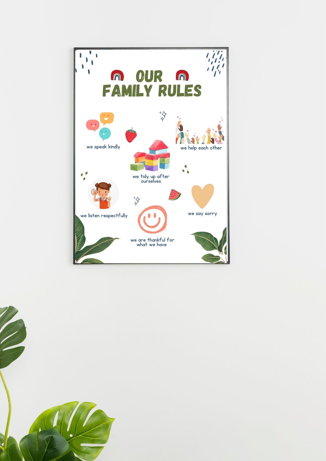Family Rules | House Rules for Kids | Family Values | Kids Wall Art ...