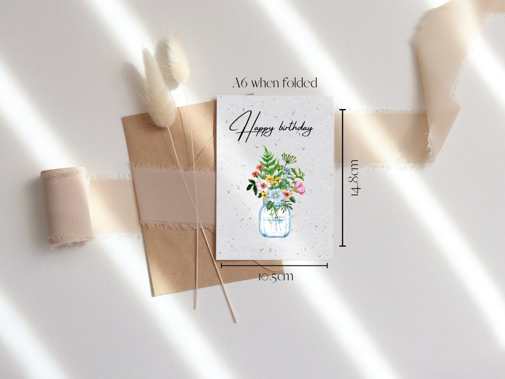 Plantable Seed Birthday Card, Happy Birthday Card, Biodegradable Seed ...