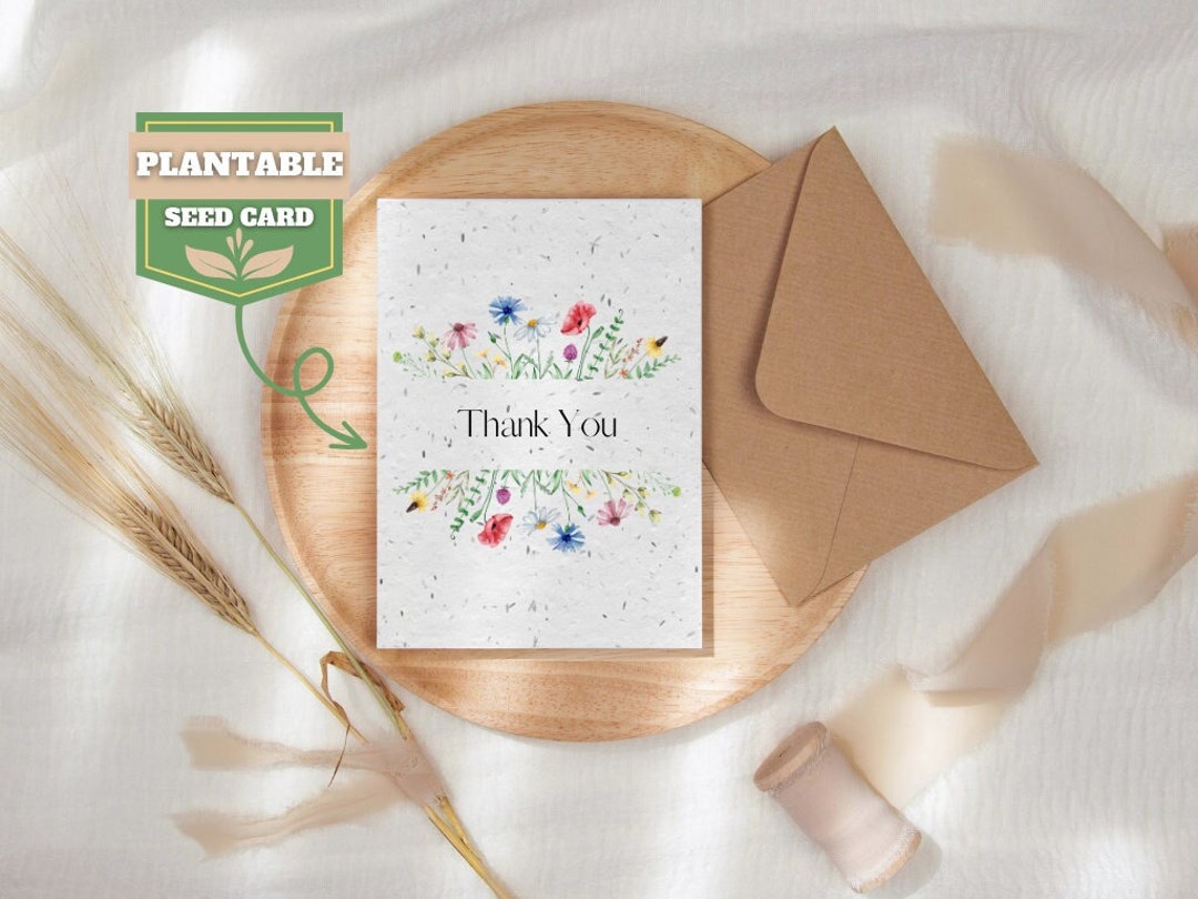 Plantable Seed Thank You Card, Thank You Card, Biodegradable Seed Paper ...