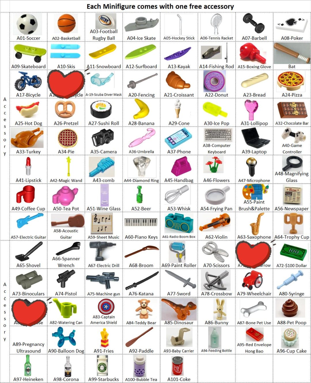 Lot of 100 Available - LEGO Minifigure Accessories: Choose From Weapons ...