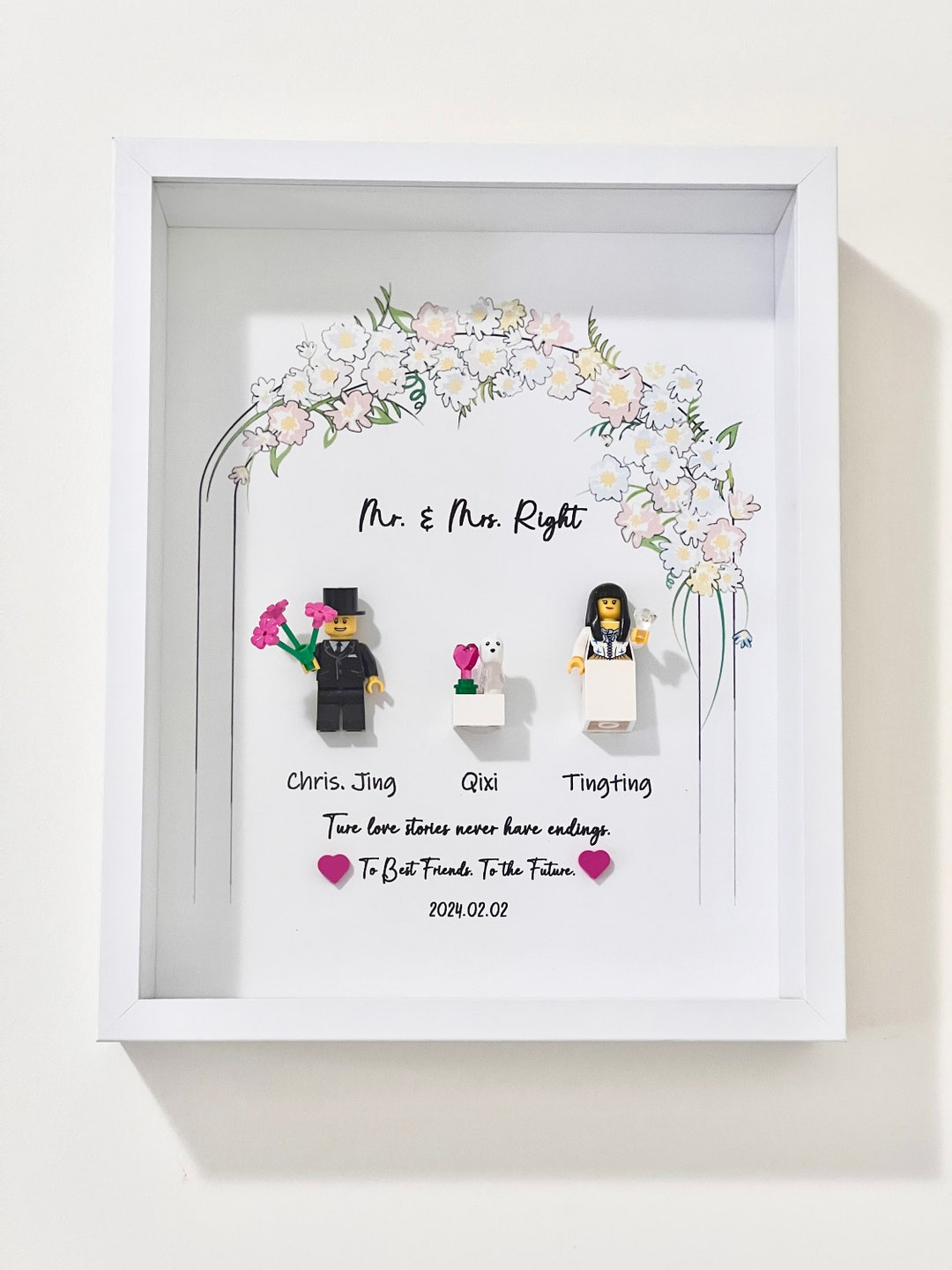 Custom Lego Minifigures Couples Gift, Wedding Lego Figure Art ...