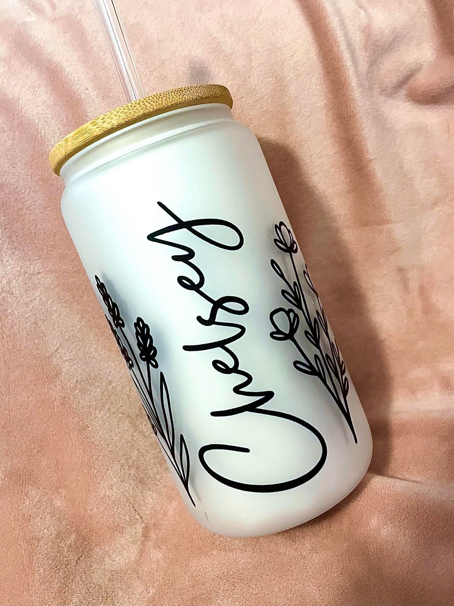 Custom Floral Frosted Coffee Can - Personalized Gift for Coffee Lovers ...