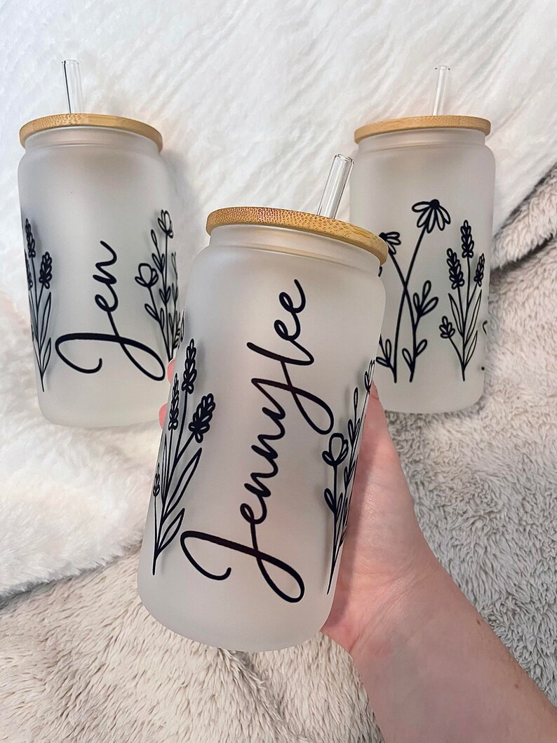 Custom Floral Frosted Coffee Can - Personalized Gift for Coffee Lovers ...