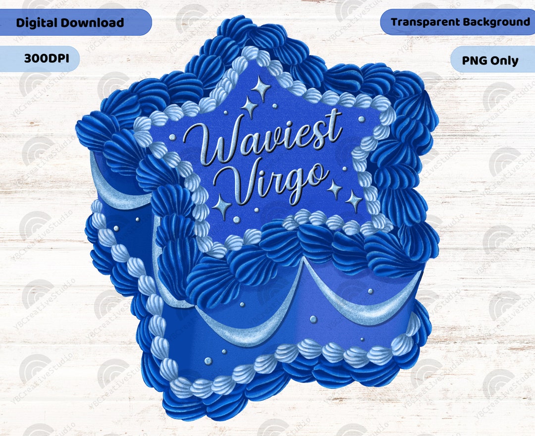 Waviest Virgo Png, Star Cake Png, Bday Gift, Virgo Retro Cake Png ...