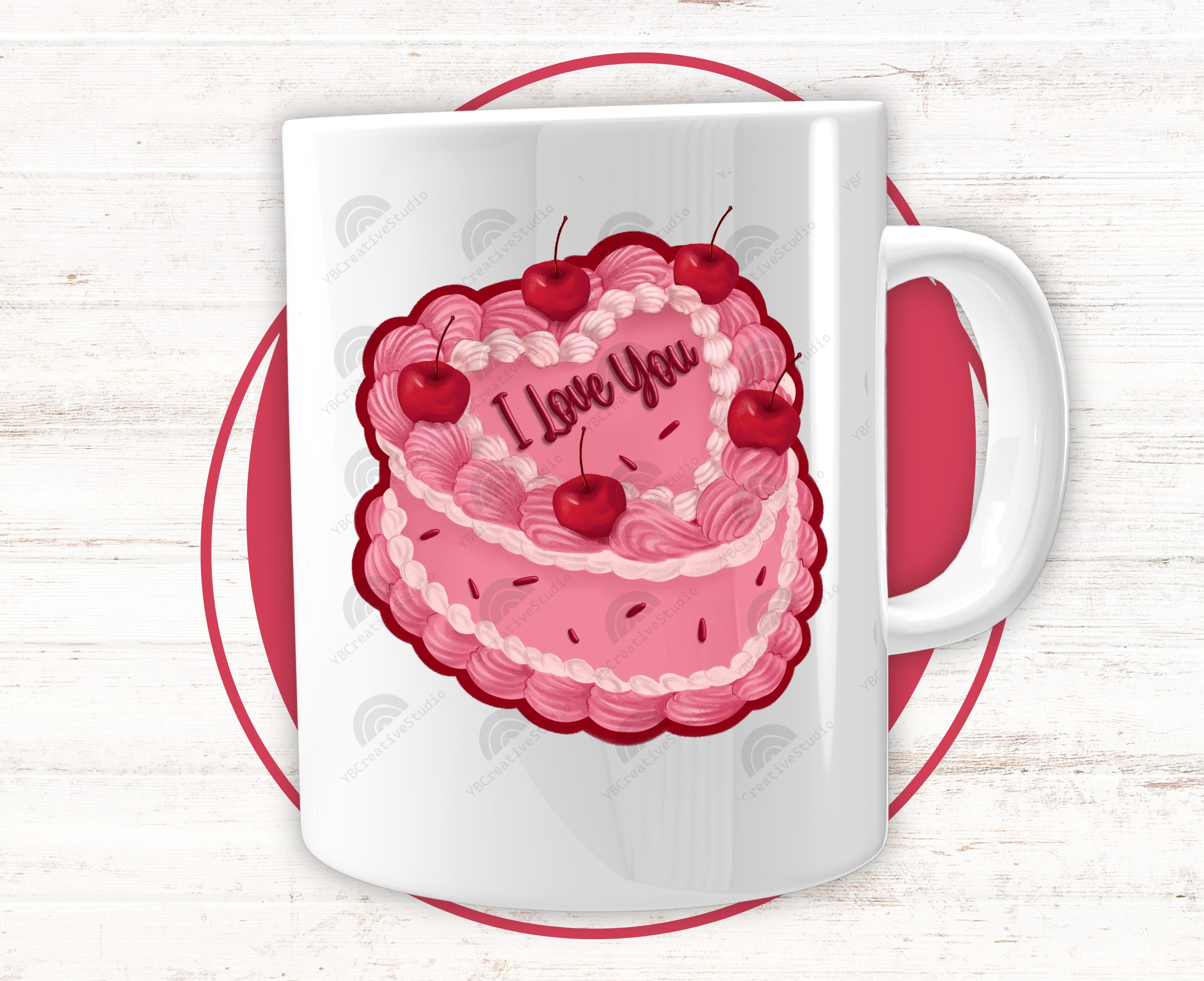 I Love You Cake Png, Love Png, Retro Trendy Heart Cake Design, Cherry ...