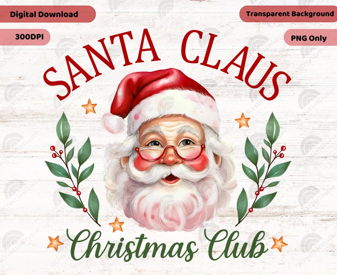 Santa Christmas Club Png, Jolly Santa Social Club Png, Santa Bow Club ...