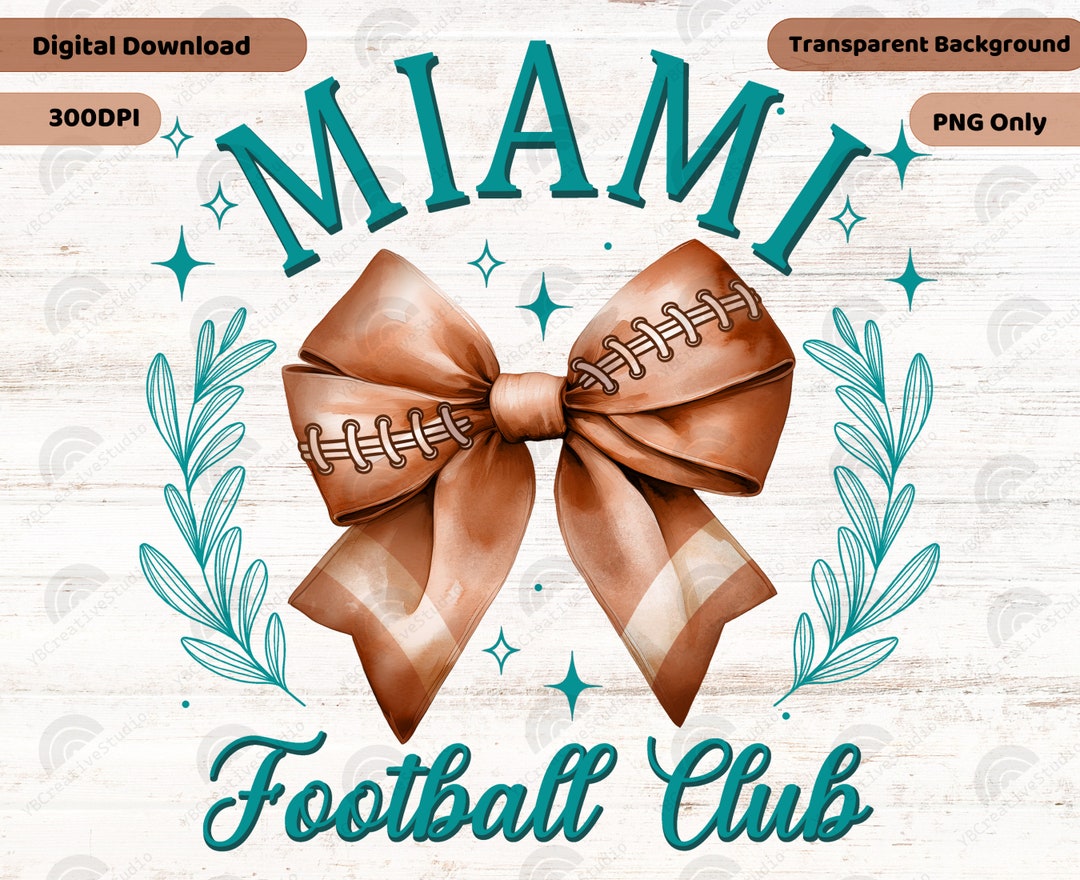 Miami Football Club Png, Football Coquette Bow Png, Miami Png, Vintage ...