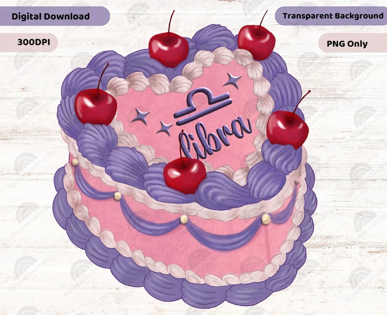Libra Retro Heart Cake Png, Libra Png, Birthday Cake Png, Astrology Png ...