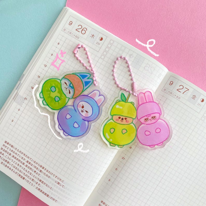 Stray Kids SKZOO Fruit Acrylic Charms Double-sided Kpop Keychain 2in ...