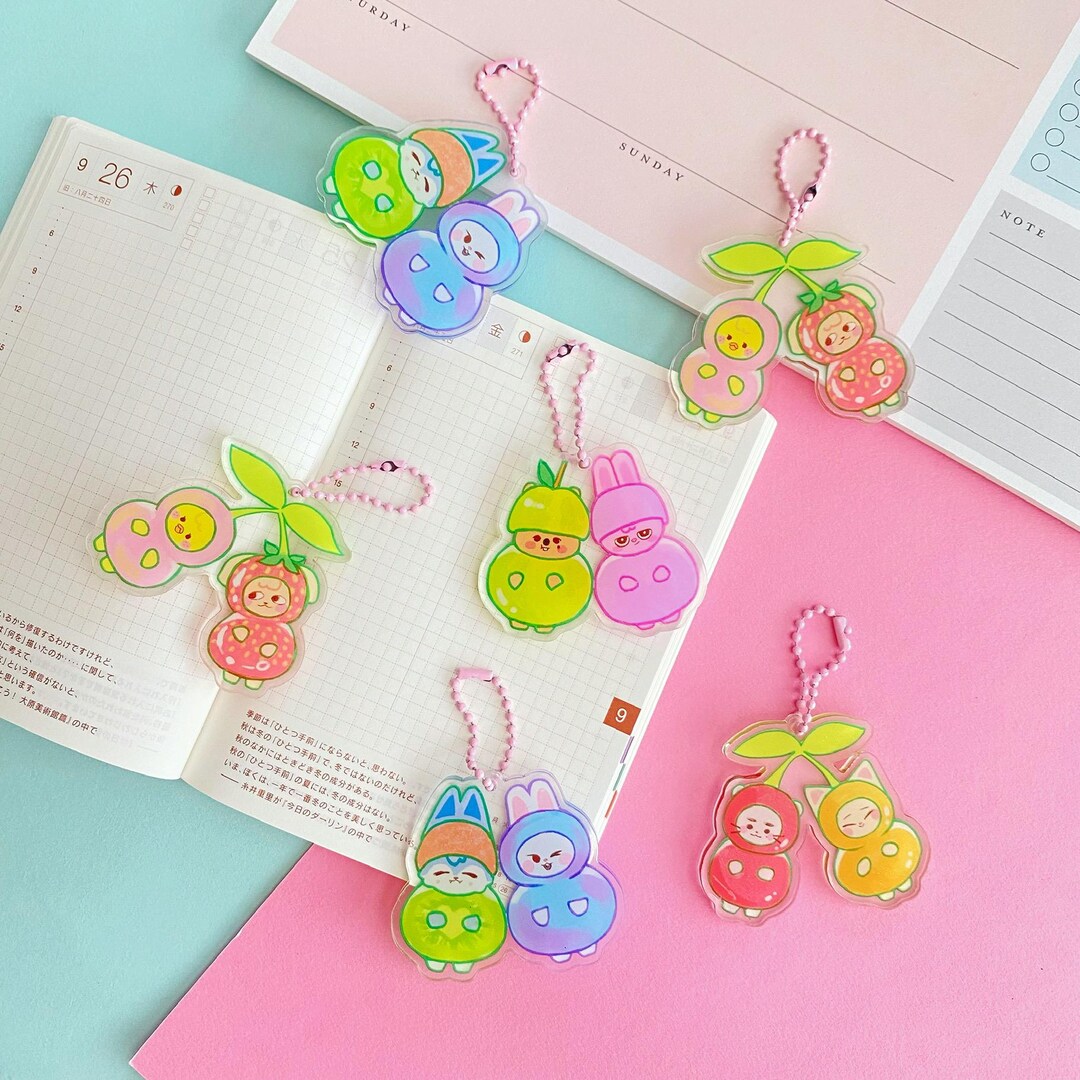 SKZOO Stray Kids Fruit Acrylic Charms | Double-sided Kpop Keychain 2in ...