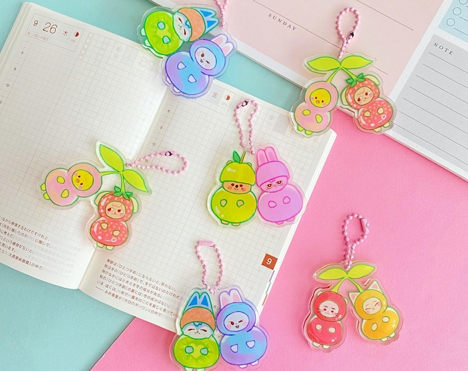 SKZOO Stray Kids Fruit Acrylic Charms | Double-sided Kpop Keychain 2in ...
