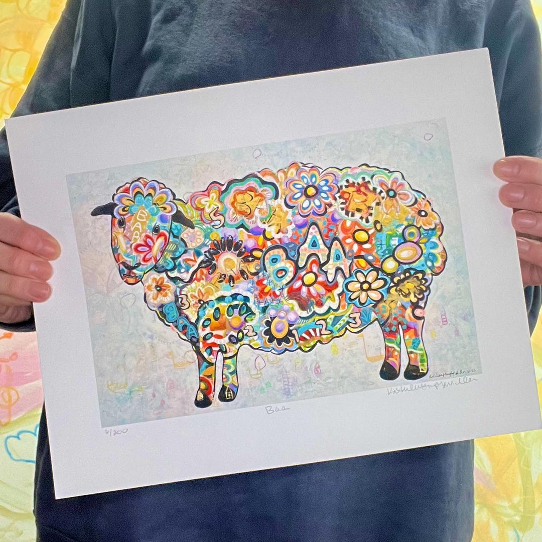 GRAFFITI SHEEP Art Print, Whimsical, Fun, Bright, Joyful Fine Art Print ...
