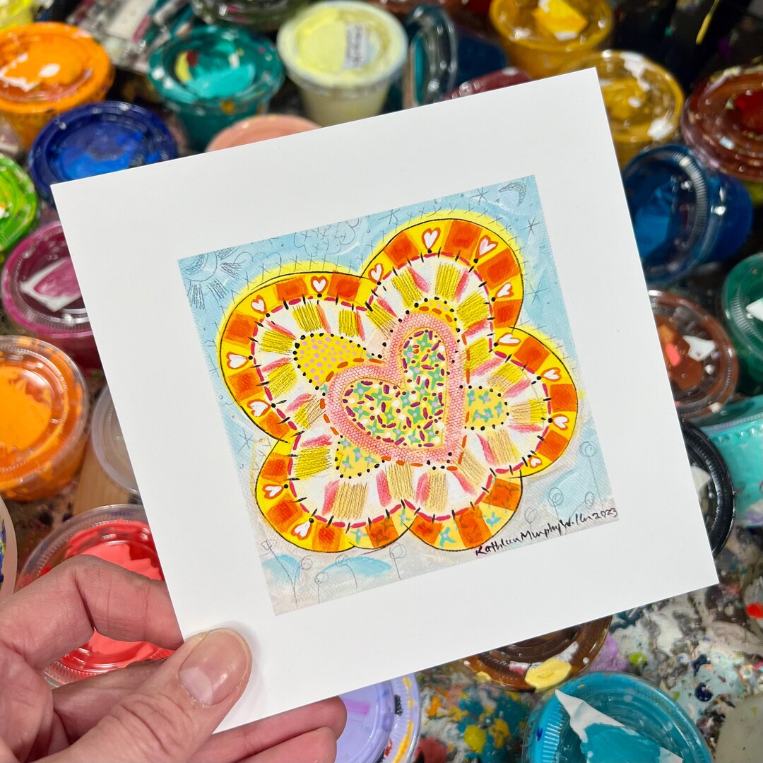 ORANGE FLOWER 6x6 Square Art Print, Whimsical, Fun, Bright, Joyful Fine ...