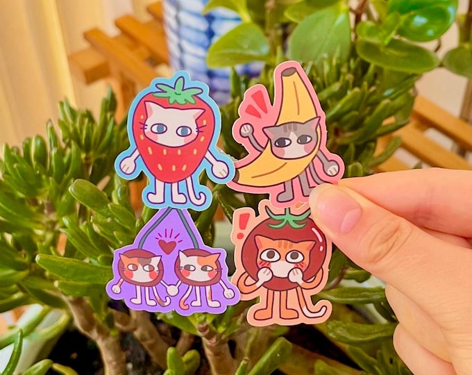 Fruit Cat Stickers | Aesthetic Cute Stickers + Sticker Pack - Etsy