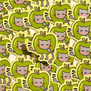 Cat Snack + Fruit Stickers | Aesthetic Cute Stickers + Sticker Pack - Etsy