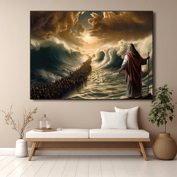 Moses Parting the Red Sea Canvas - Etsy