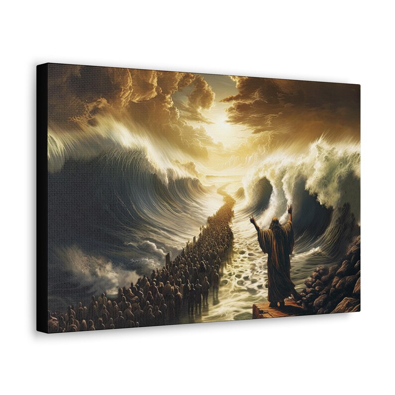 Moses Parting Red Sea Canvas Print: Christian Bible Story Wall Art - Etsy