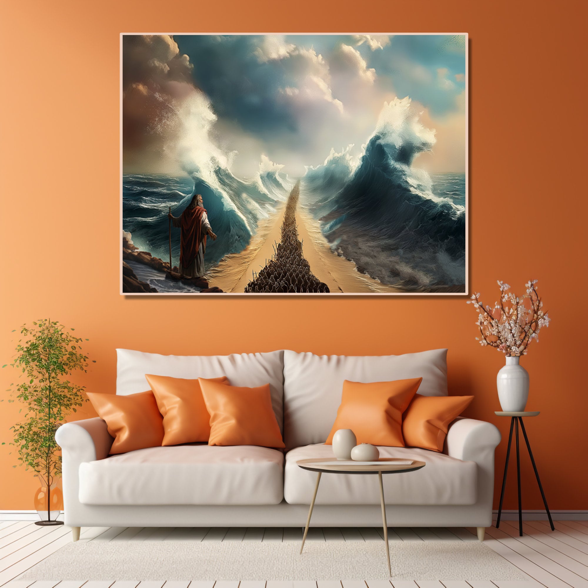 Moses Parts the Red Sea Painting Portrait | Wall Decor | Art - Etsy