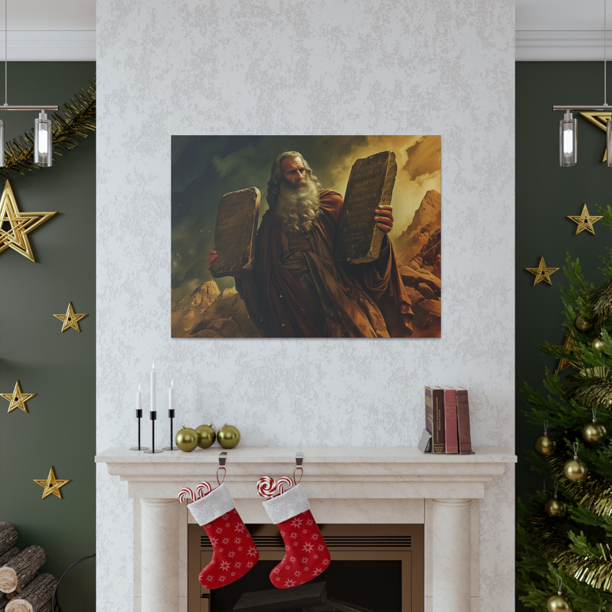 Canvas Moses and the 10 Commandments Painting Portrait | Wall Decor ...