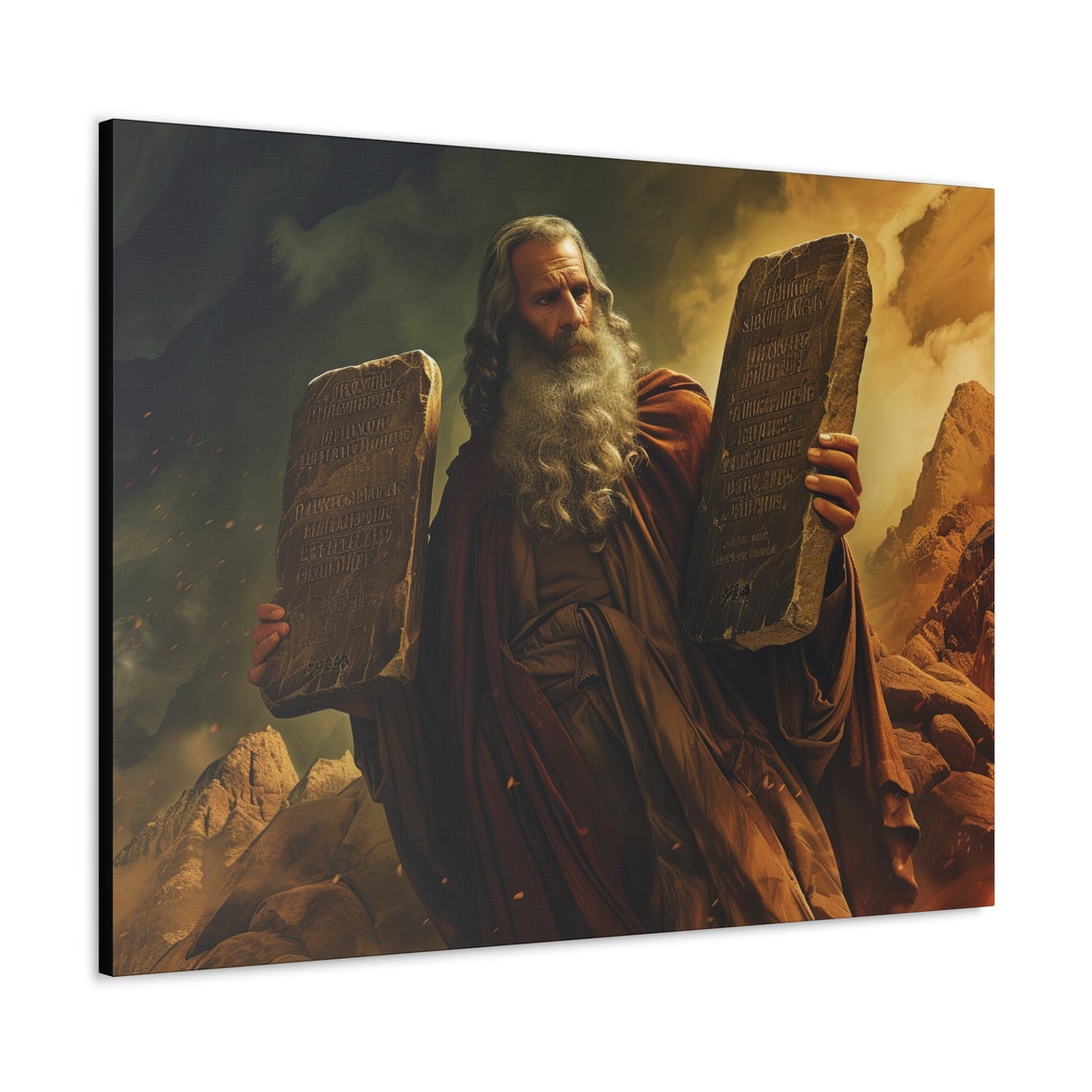 Canvas Moses and the 10 Commandments Painting Portrait | Wall Decor ...