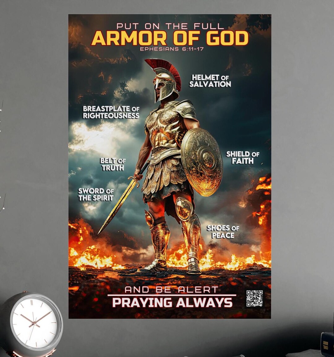 Poster Put on the Full Armor of God, God Wall Art Home Decor, Christian ...