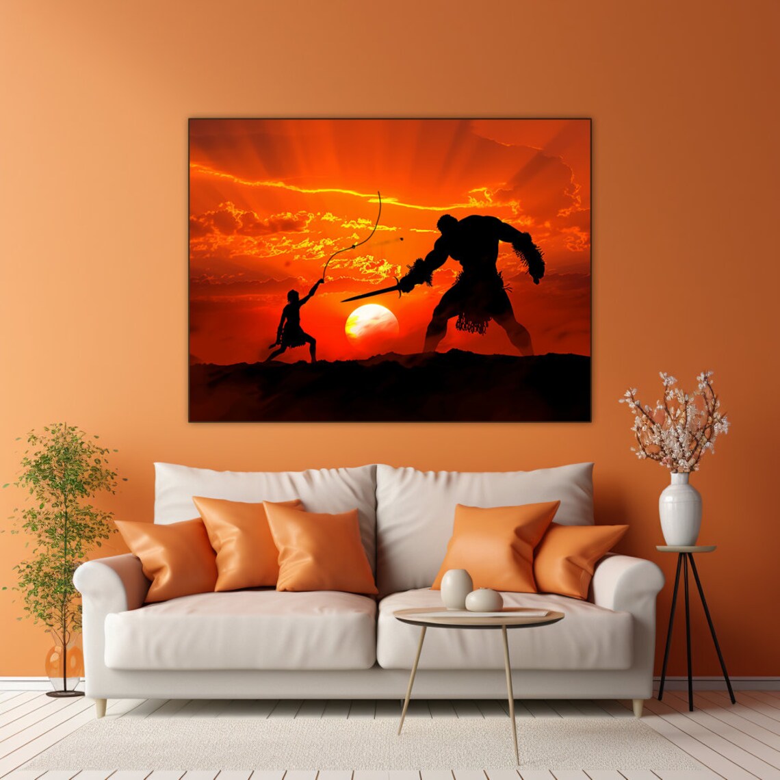 David and Goliath Painting Portrait | Wall Decor | Religious Art - Etsy