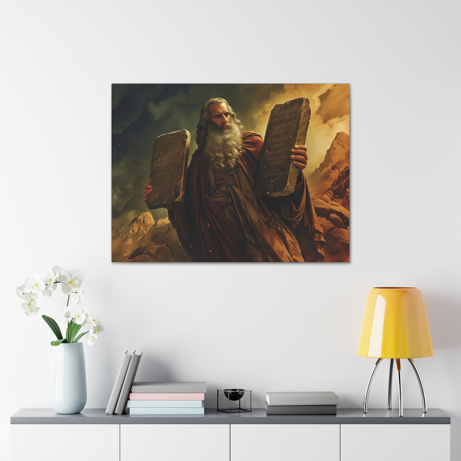 Canvas Moses and the 10 Commandments Painting Portrait | Wall Decor ...