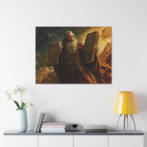Canvas Moses and the 10 Commandments Painting Portrait | Wall Decor ...