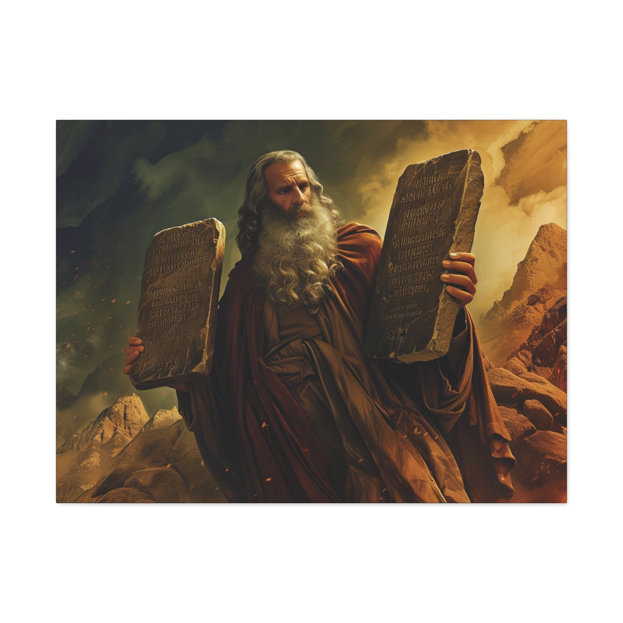 Canvas Moses and the 10 Commandments Painting Portrait | Wall Decor ...