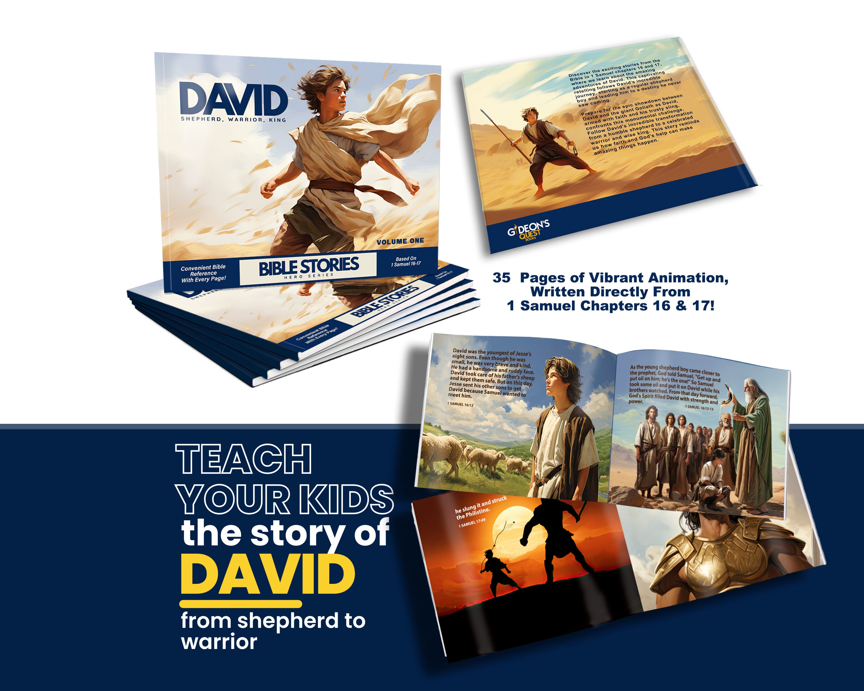 David and Goliath for Kids Storybook, Square Paperback, Children's Book ...