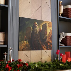 Canvas Moses and the 10 Commandments Painting Portrait | Wall Decor ...