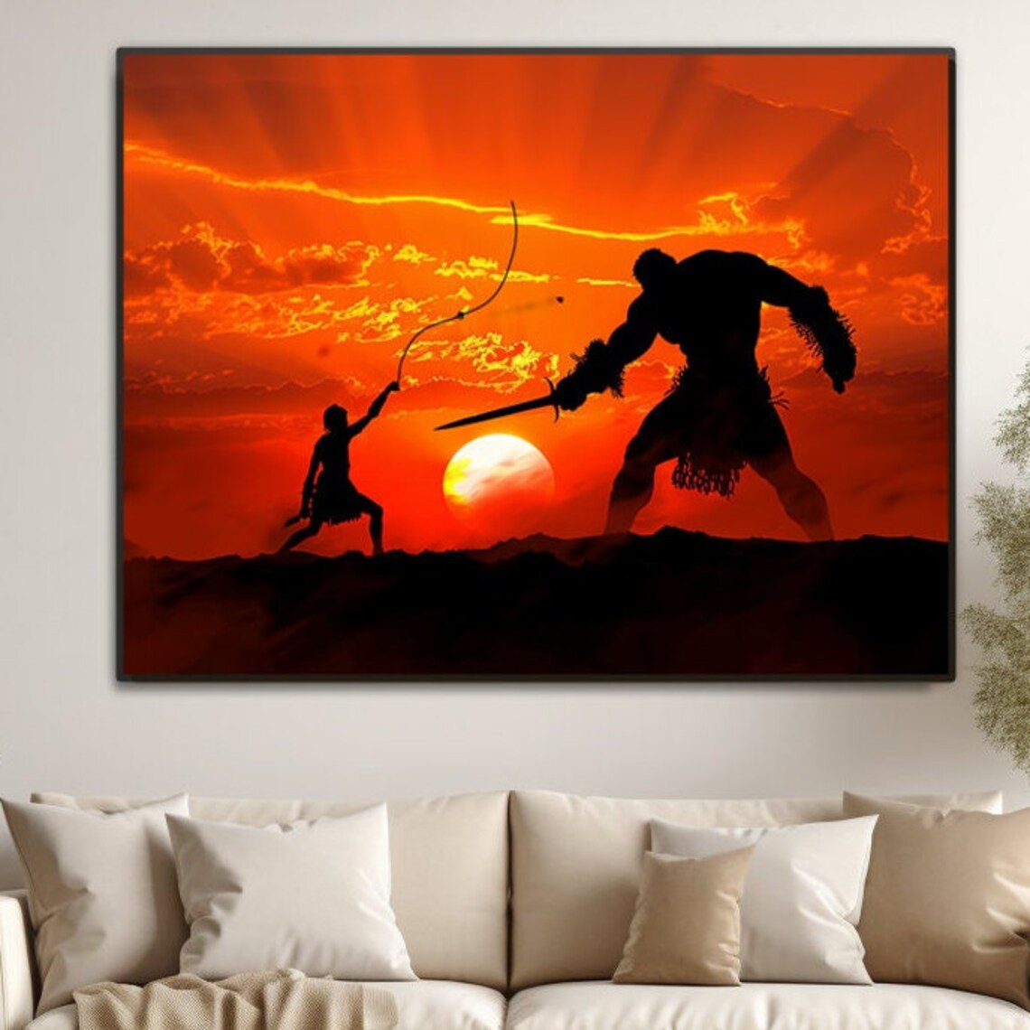 David and Goliath Painting Portrait | Wall Decor | Religious Art - Etsy