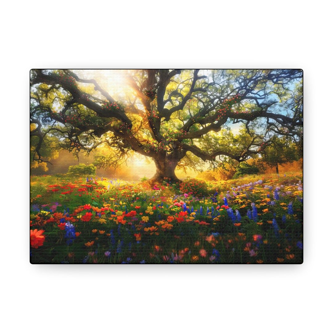 Garden of Eden Tree of Life Painting Canvas Print, Wall Decor, Symbolic ...