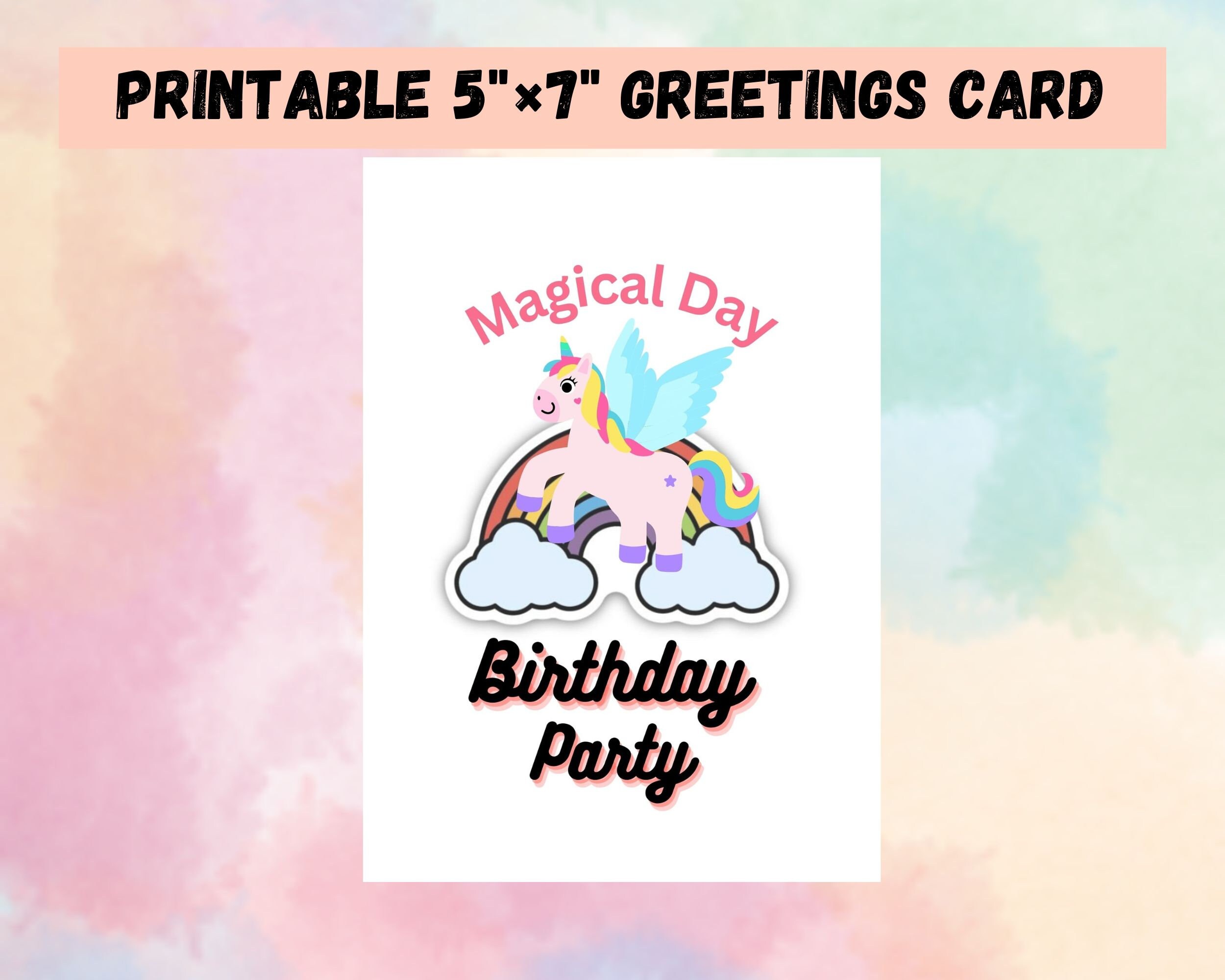 Unicorn Birthday Card/printable Birthday Card/kids Special - Etsy