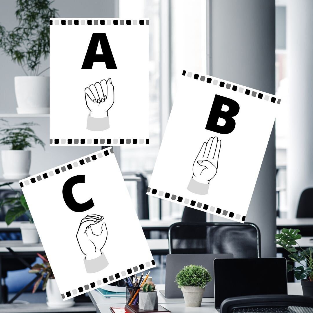 Black and White ASL Alphabet Signs for Teachers and Classrooms - Etsy