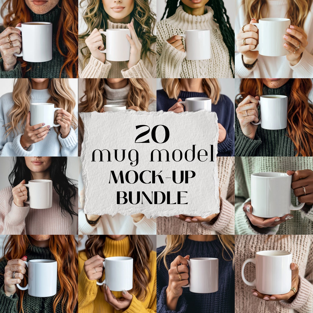 Model Coffee Mug Mockup Bundle, White Ceramic Mug Mockup, Coffee Mug ...