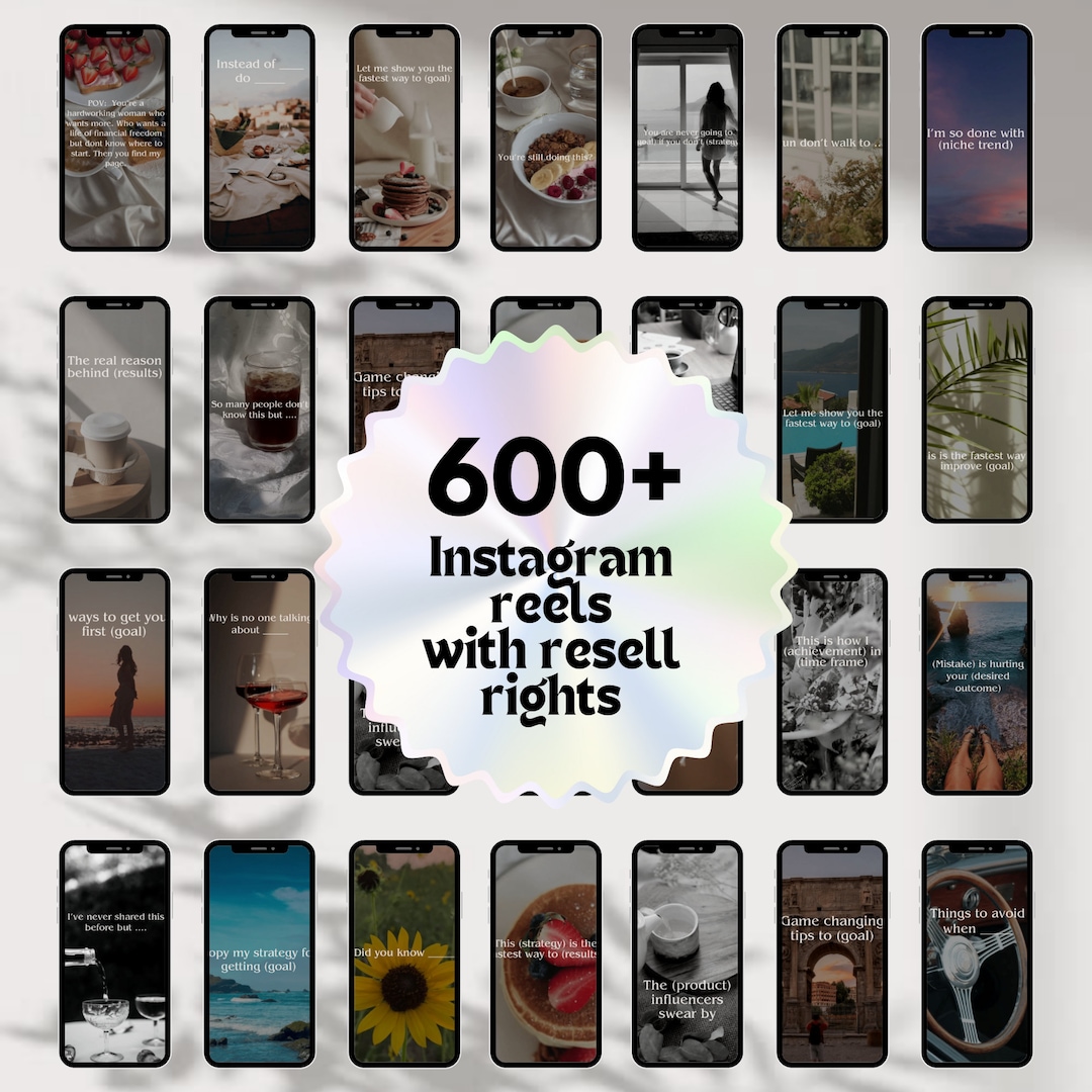 MEGA Faceless Instagram Reels Bundle With MRR & PLR Resell Rights, 600 ...