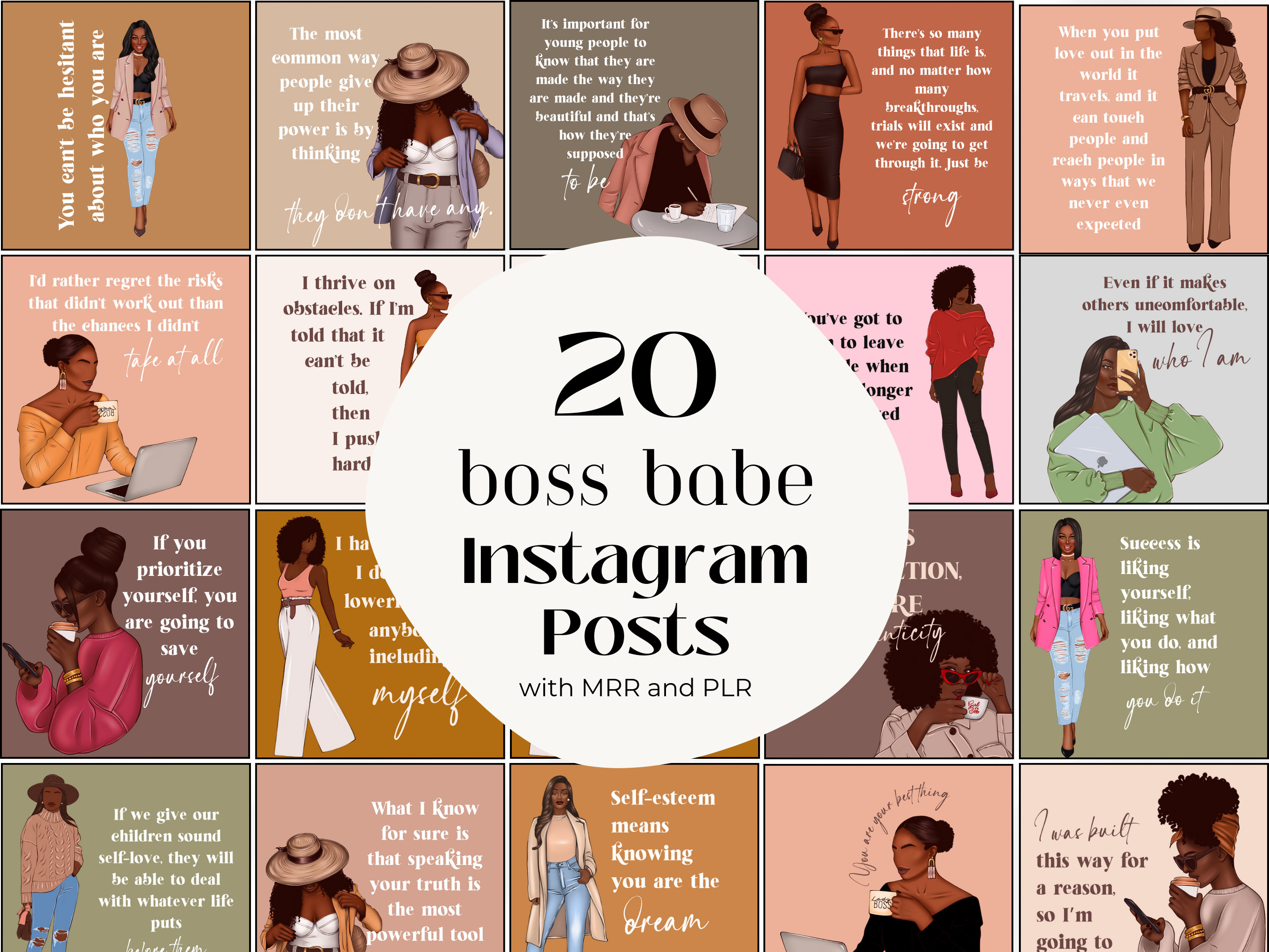 20 Boss Babe Instagram Post Templates With MRR PLR Resell Rights, Boss ...