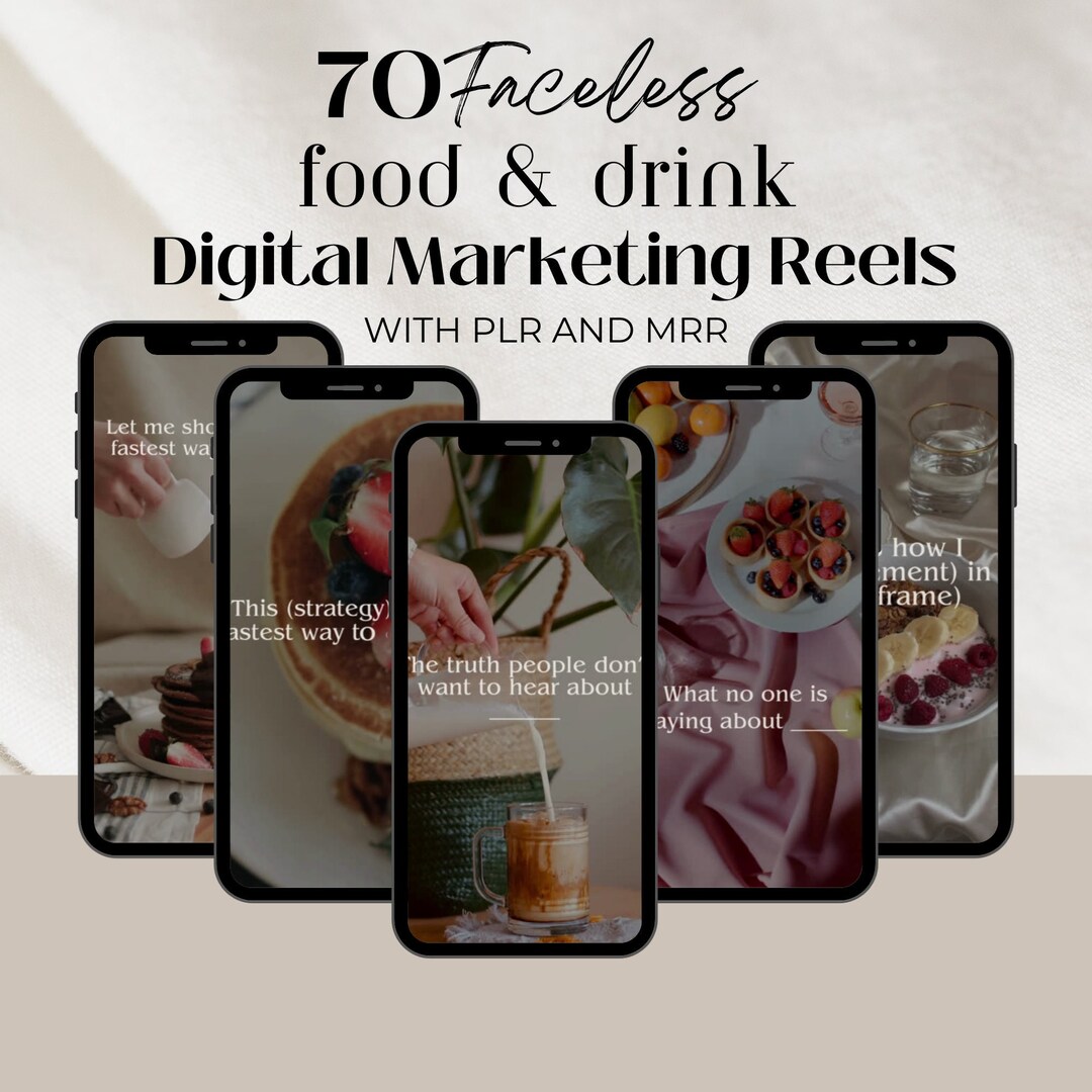 70 Faceless Instagram Reels Food + Drink Bundle With Master Resell ...