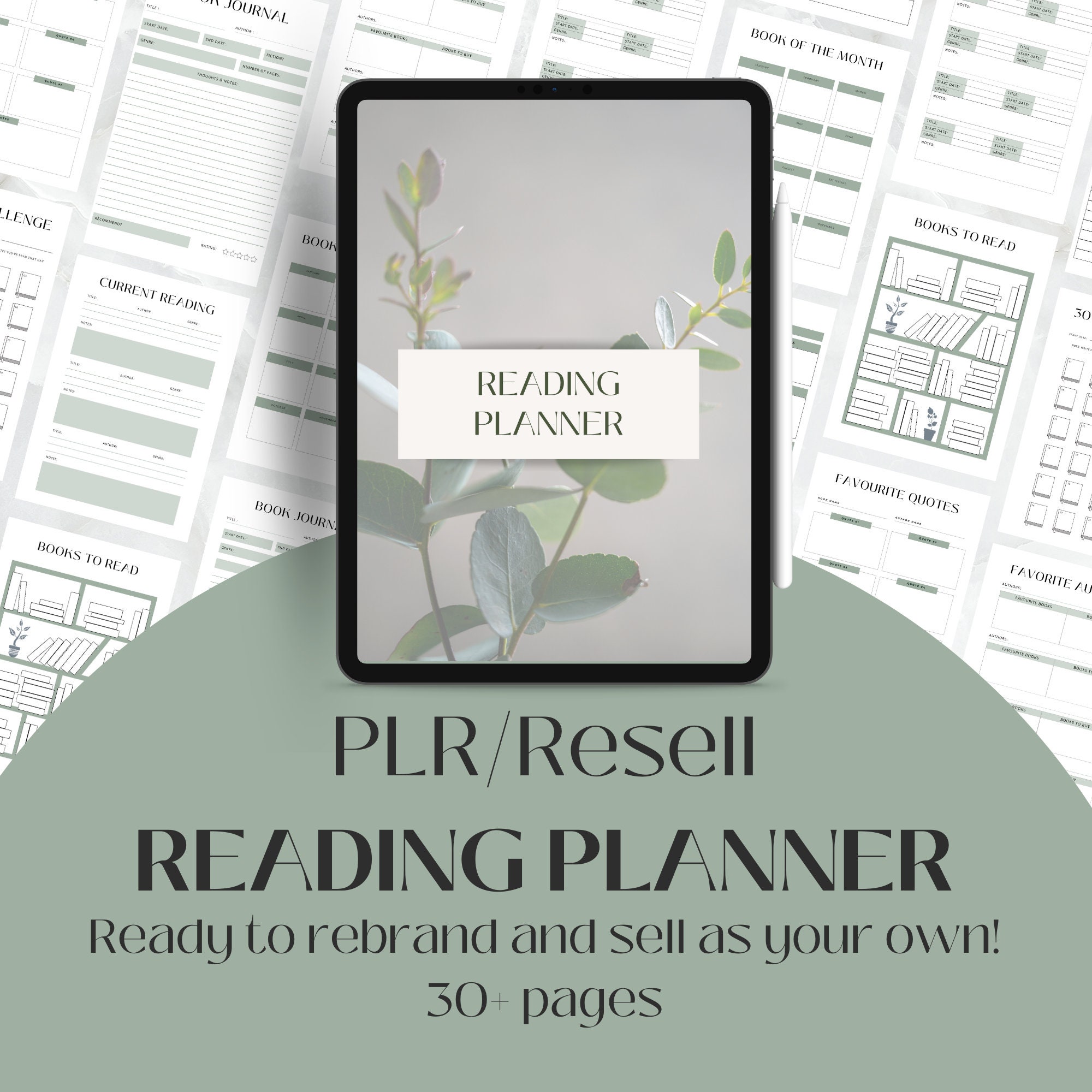 PLR Reading Planner, Master Resell Rights, PLR Digital Planner, PLR ...