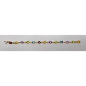 10K Solid Two Tone Multi Color Gold Multi Colored Stone Tennis - Etsy