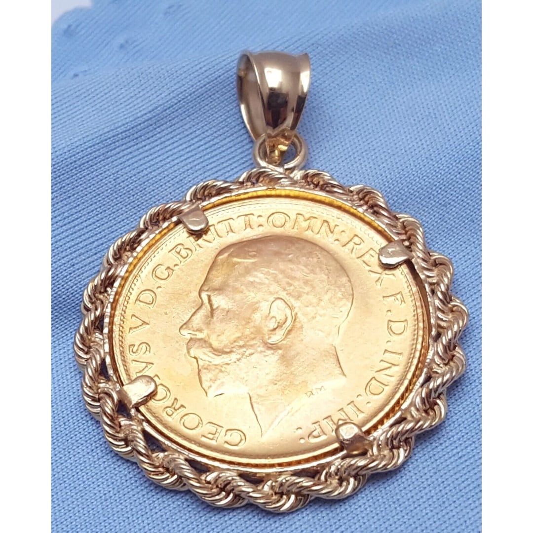 1911 King George V Georgivs V D G Britt 14K-21K Gold Coin Rope Charm ...
