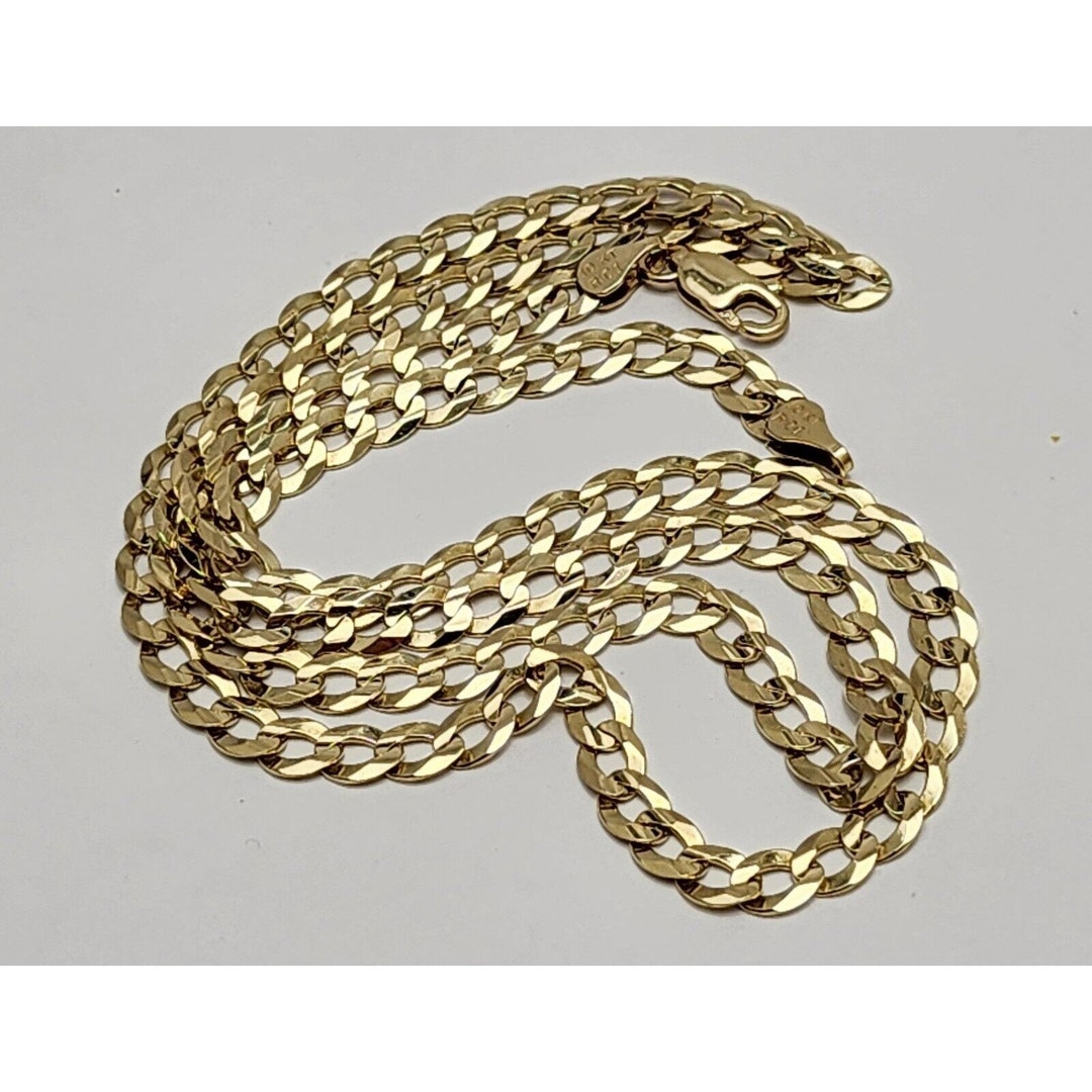 Unique 10K Solid Yellow Gold Diamond Cut Cuban Link Chain Necklace 20. ...