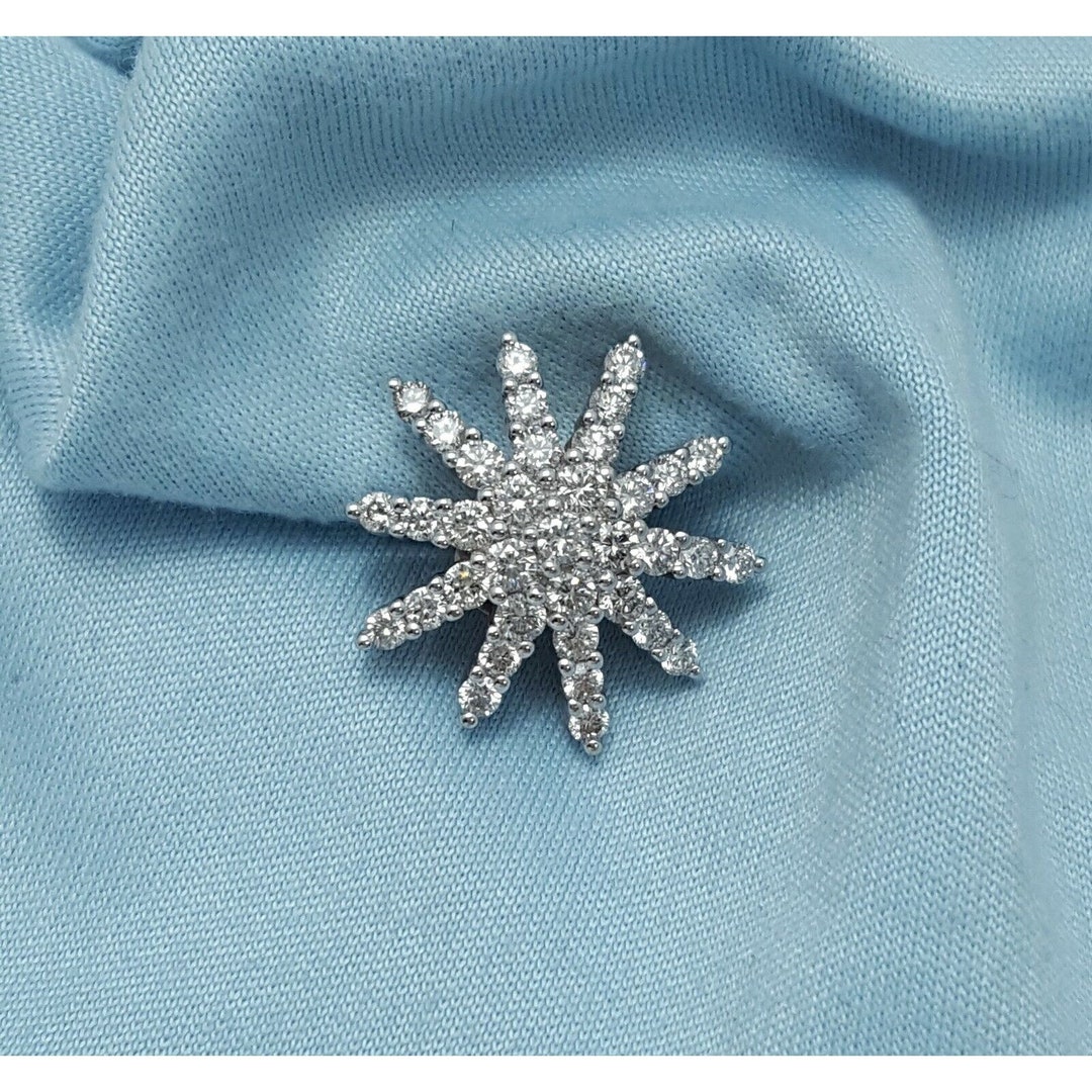 Beautiful 14K Karat Solid White Gold Diamond 10 Sided Star Shaped Charm ...