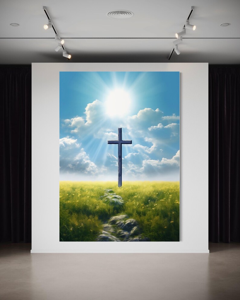 Light Shining Cross in Field - Etsy