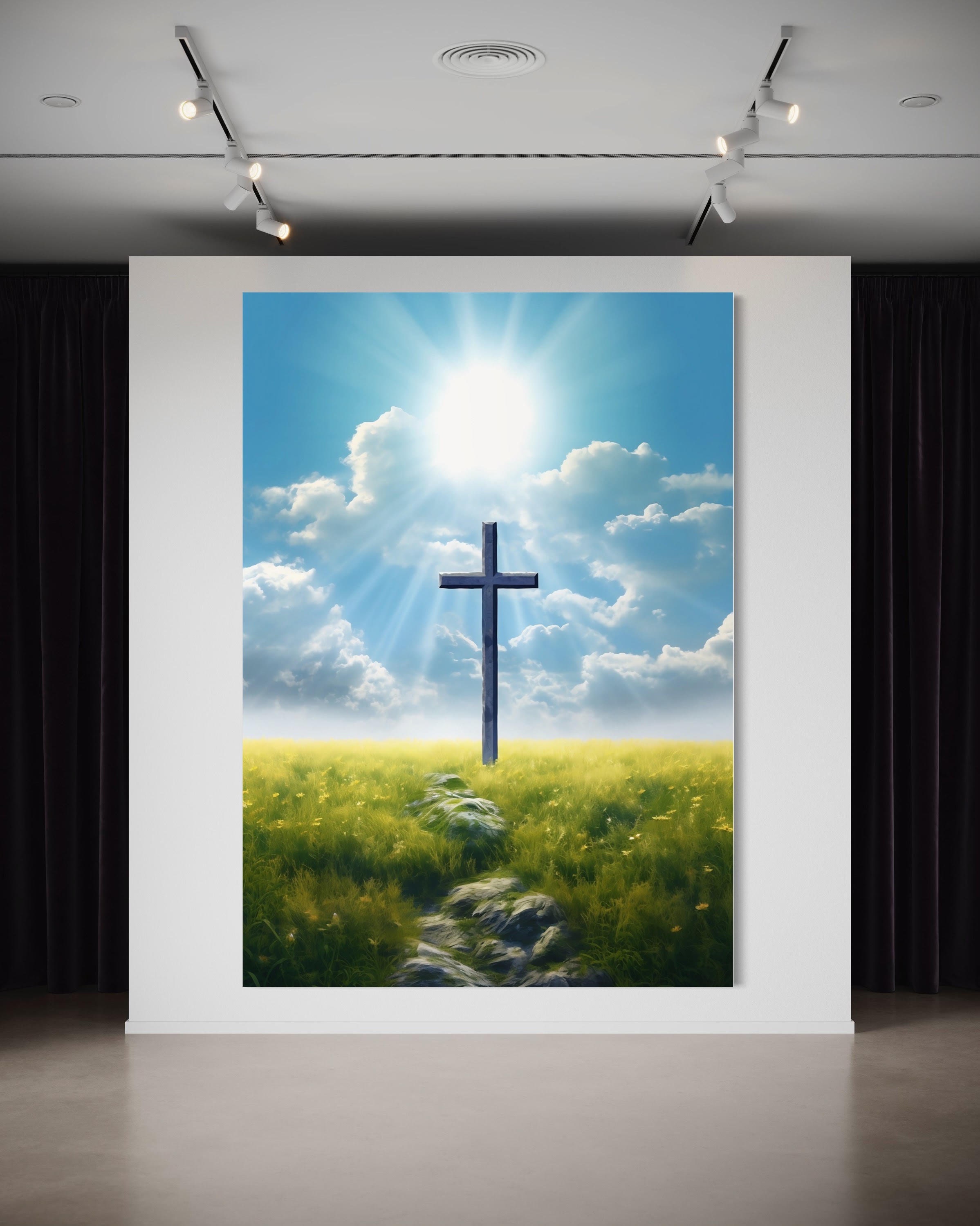 Light Shining Cross in Field - Etsy