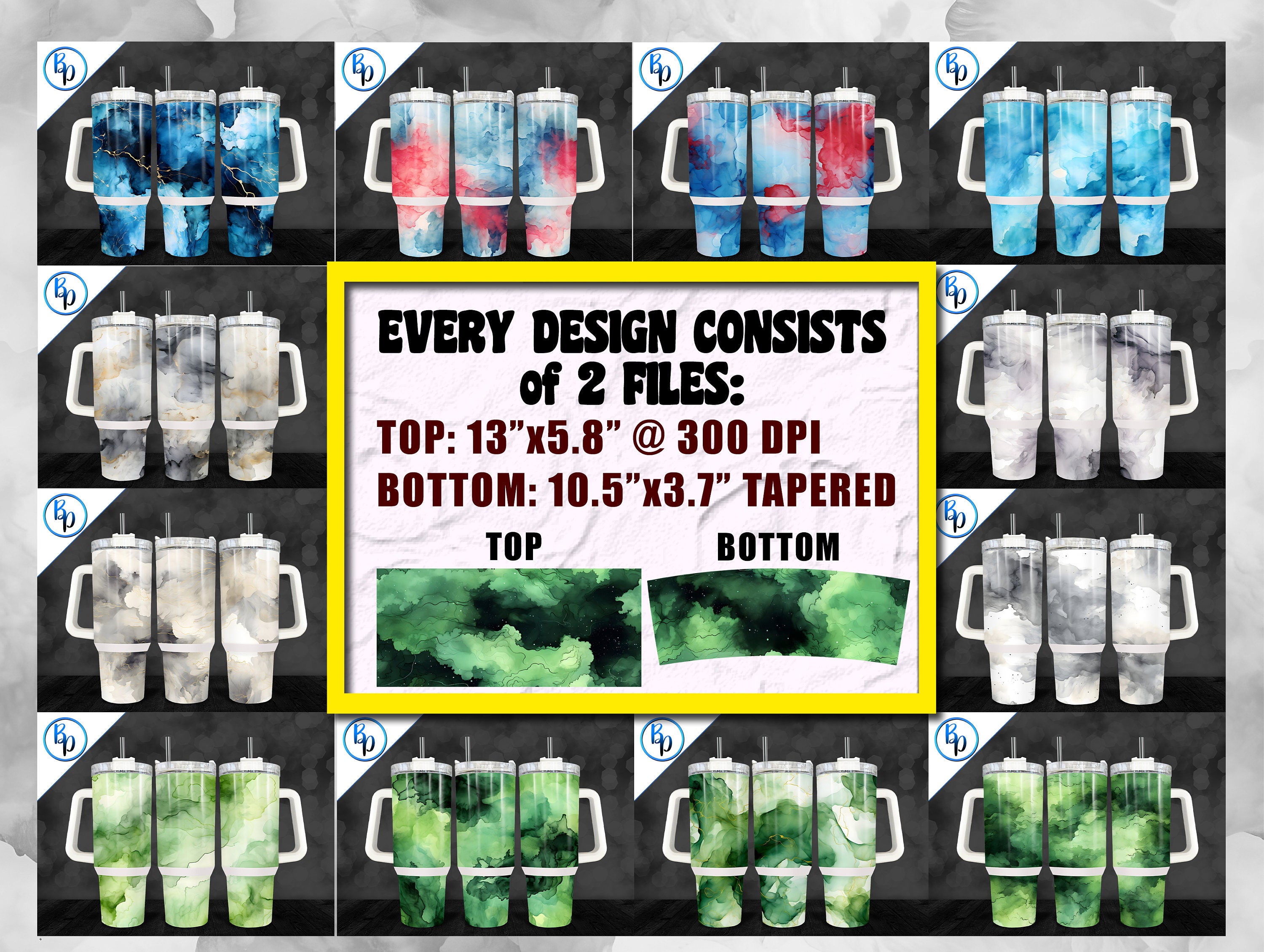 40oz Alcohol Ink Tumbler Wrap PNG Sublimation Bundle, Sublime Designs ...