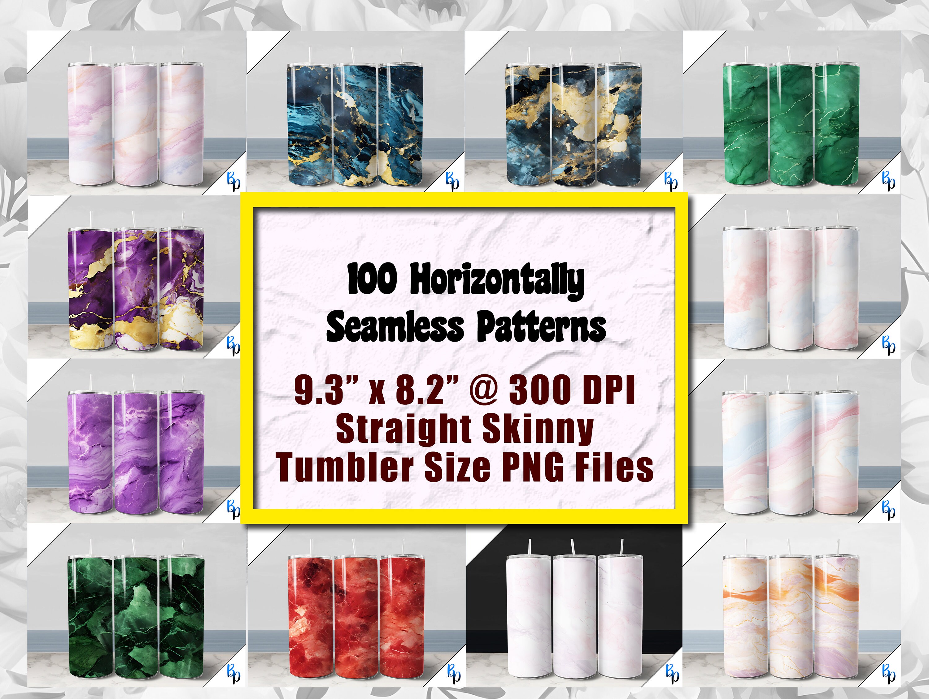 100 Marble Tumbler Wrap PNG Sublimation Bundle, 20oz Ounce Straight ...