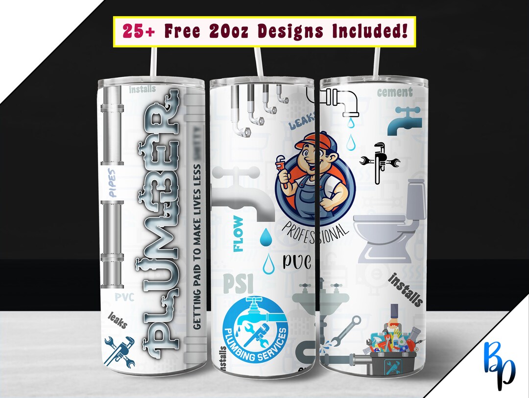 Funny Plumber 20oz Tumbler Wrap, Plumbing PNG File for Sublimation on ...