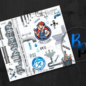 Funny Plumber 20oz Tumbler Wrap, Plumbing PNG File for Sublimation on ...